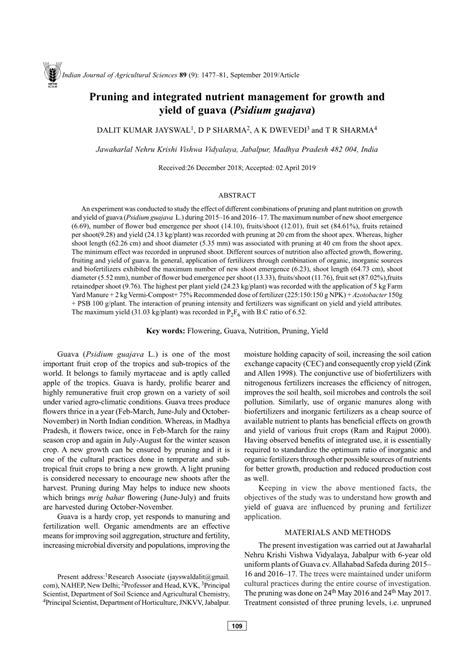 Pdf Pruning And Integrated Nutrient Management For Growth And Yield