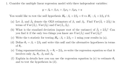 solved consider the multiple linear regression model with