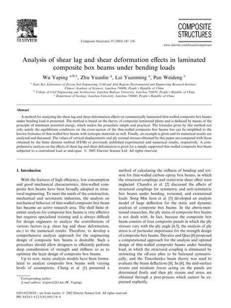 Pdf Analysis Of Shear Lag And Shear Deformation Effects In Laminated Composite Box Beams Under