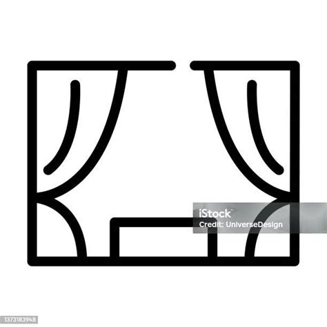 커튼 스테이지 씬 라인 아이콘 무대 엔터테인먼트 개념 고립 된 개요 기호에서 극장 선형 아이콘 웹 디자인 및 앱에 대한 벡터 그림 기호 요소입니다 0명에 대한 스톡 벡터