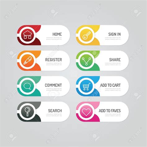 Modern Banner Button With Social Icon Design Options Vector Illustration Can Be Used For