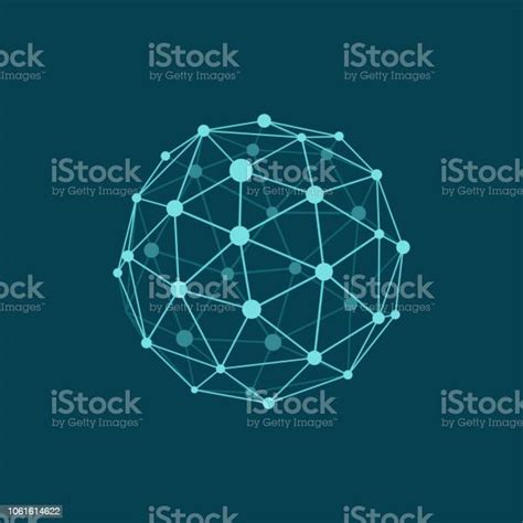 진한 파란색 배경에 와이어 프레임 구체입니다 선 및 점 추상 형상 다각형 개체 연결 평면 색상 연결에 대한 스톡 벡터 아트 및 기타 이미지 Istock