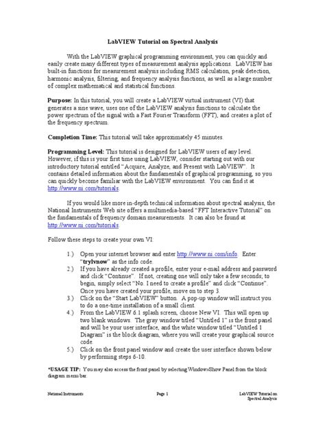 Labview Spectral Tutorial Pdf Spectral Density Amplitude