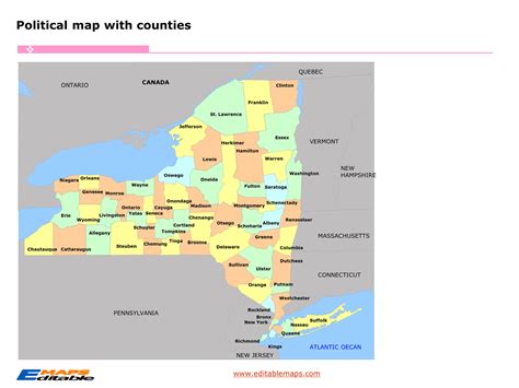 New York County Map Editable Powerpoint Maps