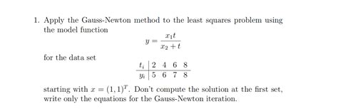 Solved Apply The Gauss Newton Method To The Least Squares Chegg