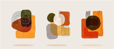 벡터 그림입니다 추상적인 현대미학 배경 커버 포스터 엽서 카드 전단지 브로셔디자인 모양과 선 오래된 빈티지 컨셉 대리석 패턴 현대 미술 프린트 미드센추리 스타일에 대한 스톡