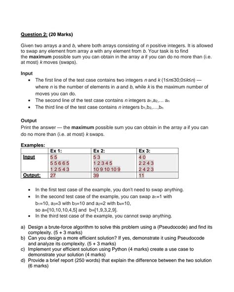 Solved Question Marks Given Two Arrays A And B Chegg Com
