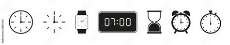 Clock Icon Vector Set Timer Alarm Schedule Hourglass Clock Icons Stopwatch Symbol Vector