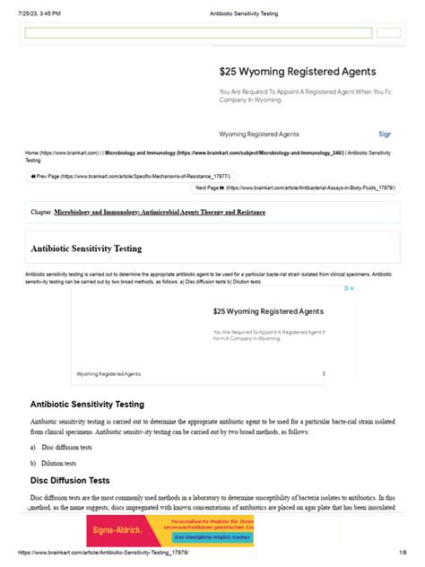 Antibiotic Sensitivity Testing Pdf Microbiology Laboratory Techniques