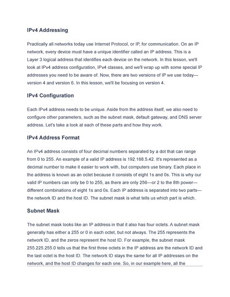 IPv Addressing IPv Addressing Practically All Networks Today Use Internet Protocol