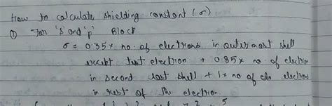 How to calculate shielding constont σ 1 For s and p Blockσ 0 35