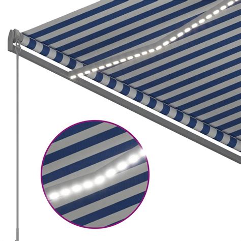 Automatic Awning With LED Wind Sensor 3x2 5 M Blue And White