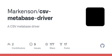 github markenson csv metabase driver a csv metabase driver