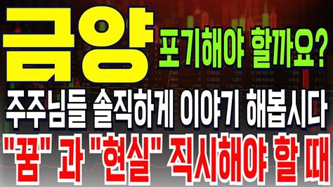 🟡 금양 주가전망 2차전지포기해야 할까요 주주님들 솔직하게 이야기 해봅시다 꿈과 현실 직시해야 할 때 입니다 Youtube