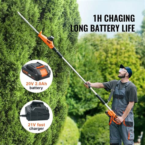 20v Cordless Hedge Trimmer 18 Inch Double Edged Steel Blade Pole