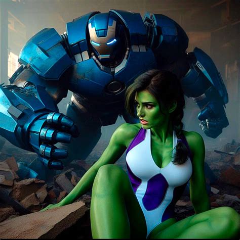She Hulk Against Robot By Raub101 On Deviantart