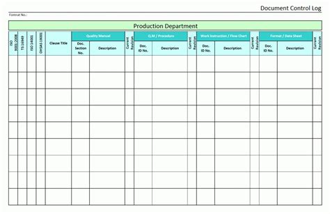Document Control Excel Spreadsheet Inside Document Control Log Db Excel