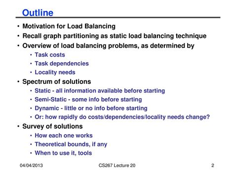 Cs 267 Applications Of Parallel Computers Dynamic Load Balancing Ppt Download