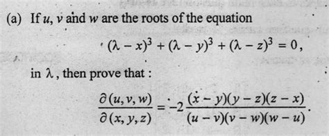 solved a if u v and w are the roots of the equation