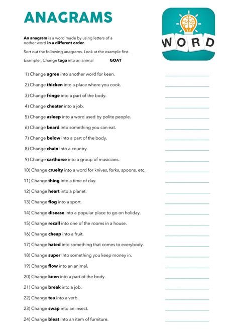 Anagrams Worksheets Worksheets Worksheet Hero