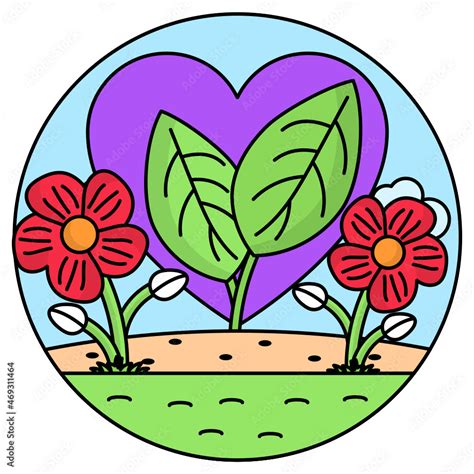 Cordate Leaf Plant With Sky And Clouds Concept Vector Icon Design