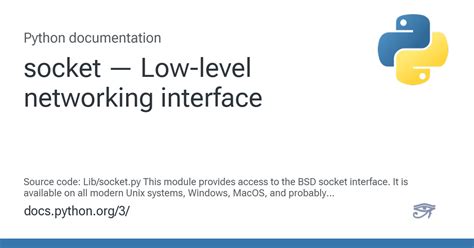 Socket — Low Level Networking Interface — Python 3 13 4 Documentation