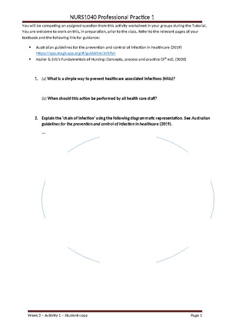 Nurs1040 Tutorial Week 2 In Tutorial Activity Sheet Nurs1040 Professional Practice 1 You Will