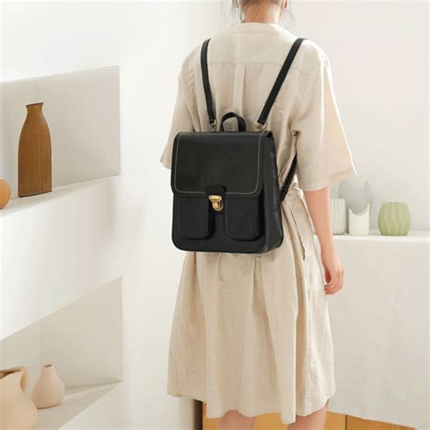 Vintage Black School Leather Backback For Women Femmefinery Shop