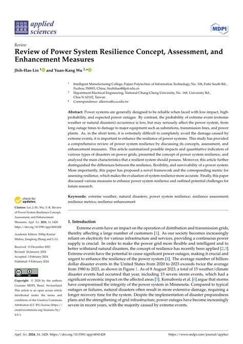 Pdf Review Of Power System Resilience Concept Assessment And