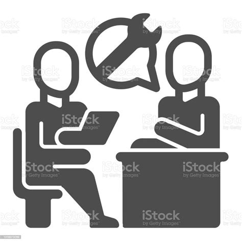 클라이언트 및 마스터 수리 서비스 솔리드 아이콘 Pcrepair 개념 클라이언트 흰색 배경에 마스터 벡터 사인 모바일 개념 및