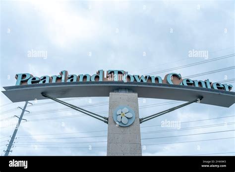 Pearland Town Center Post Sign At The Entrance In Pearland Texas Usa