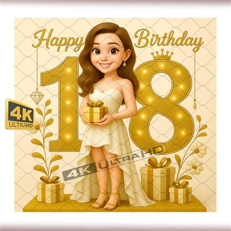3d Caricature Cartoon 18th Birthday T Elegant Woman In Gold