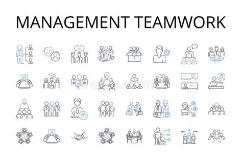 management teamwork line icons collection efficient collaboration