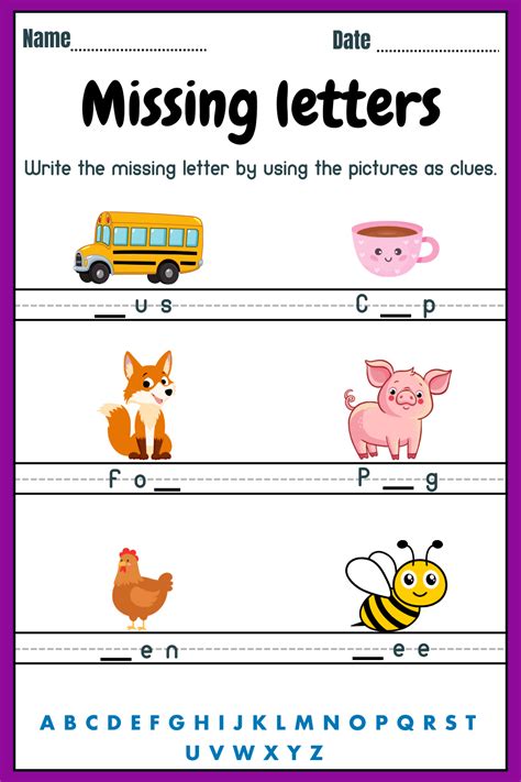 Missing Letters In Words Worksheet