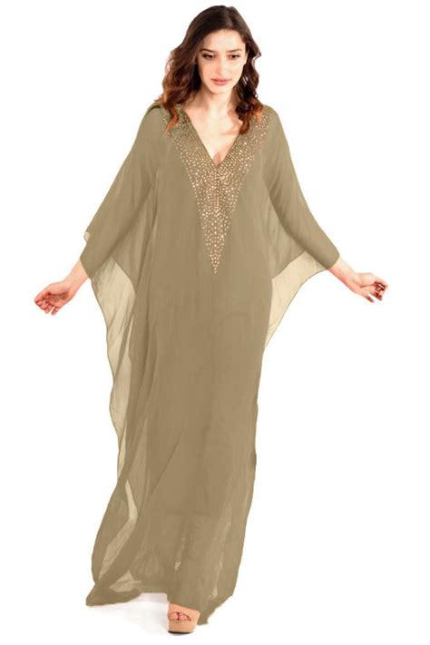 Evening Dress Party Dress Crystal Dotted Neckline Maxi Kaftan