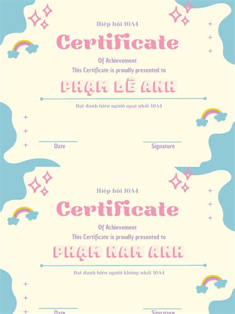 Beige Purple Cute Certificate Landscape Pdf