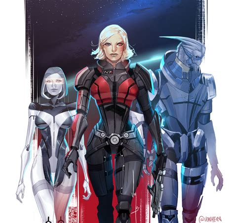 Femshep Garrus Edi Commander Shepard Me персонажи Mass