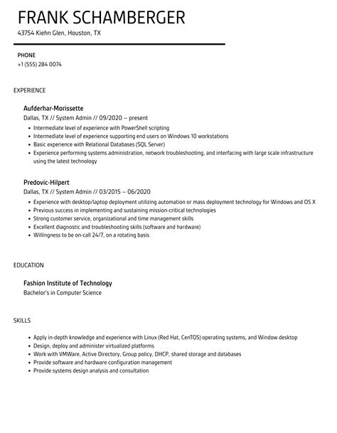 System Admin Resume Samples Velvet Jobs System Admin Resume Samples Velvet Jobs