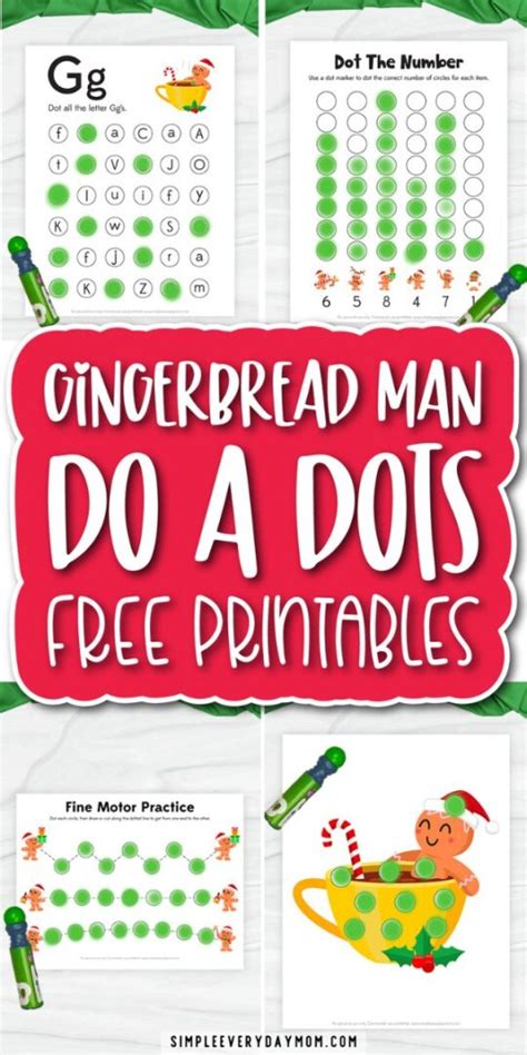 Free Printable Gingerbread Man Do A Dots Worksheets
