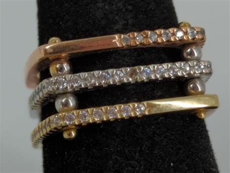 Lot Unique Tri Tone 14kt Gold Ring