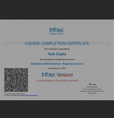 Yash Gupta On Linkedin Salesforce Infosysspringboard Certificationcomplete
