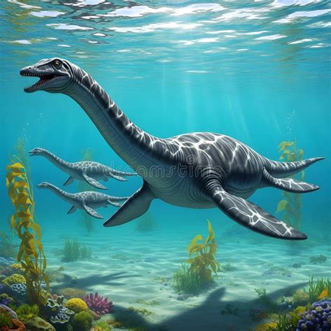 Stock Illustration Illustration Of Swimming Paleontology 434788814