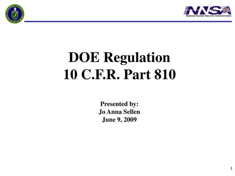 Ppt Doe Regulation 10 C F R Part 810 Presented By Jo Anna Sellen