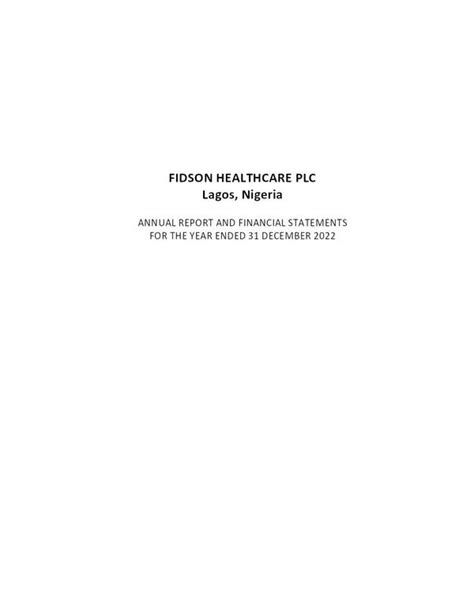 Fidson Healthcare Limited Fidson Ng 2022 Annual Report