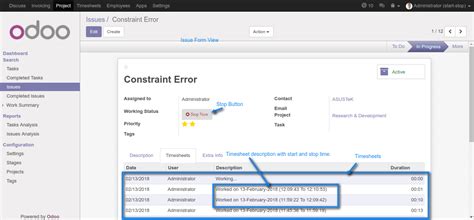 Odoo Project Task Start Stop WebKul