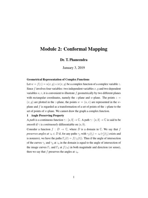 Module 2 Conformal Mapping Dr T Phaneendra January 3 2019