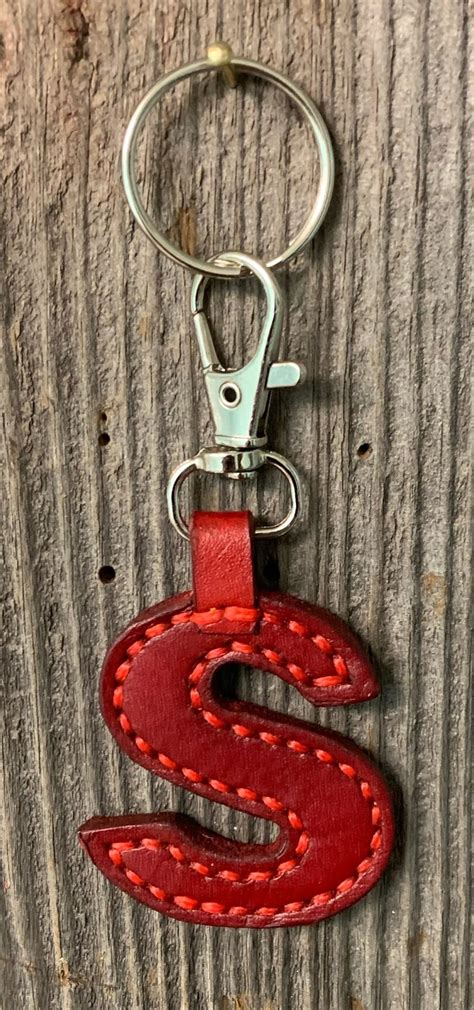 Personalized Leather Initial Key Ring Etsy