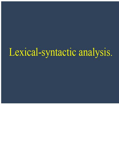 Lexical Syntactic Analysis Pdf Semantics Word
