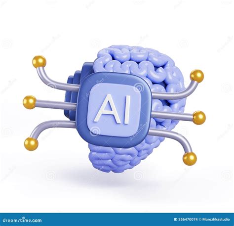 Artificial Intelligence Brain Implant Or Ai Chip Icon 3d Render Brain Computer Interface Mind