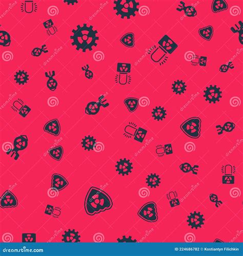 Set Radioactive In Shield Nuclear Bomb And Warning Lamp On Seamless